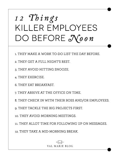 12 Things To Do Before Noon • Val Marie Paper